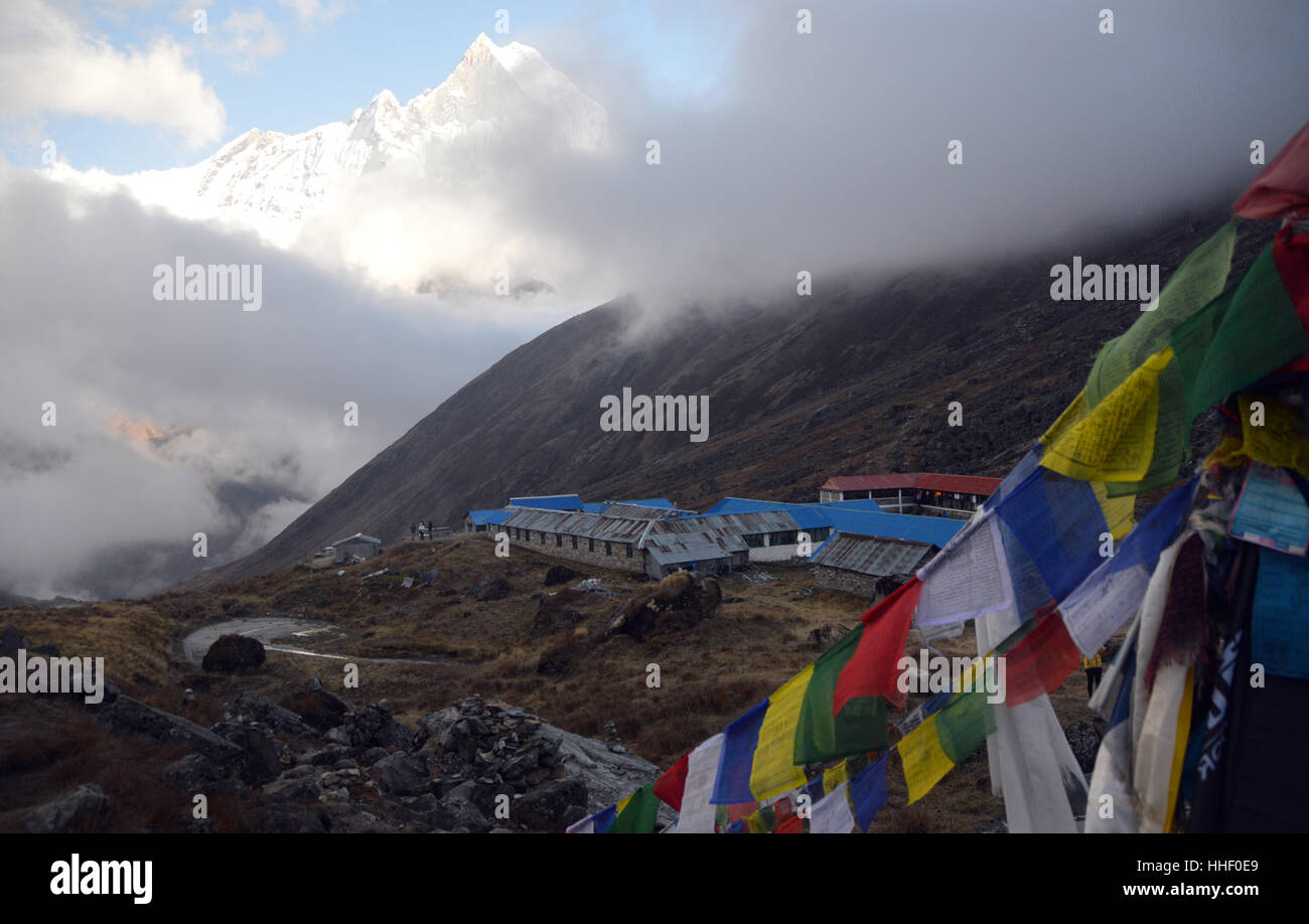 Annapurna Base Camp (ABC) Looking Towards Machhapuchhre in Low Cloud ...