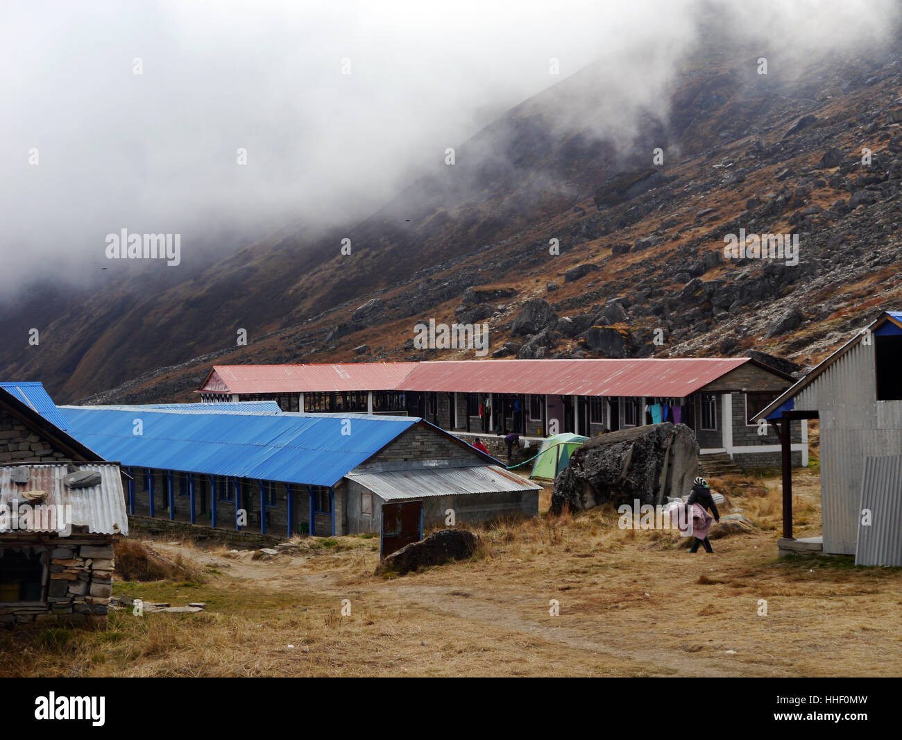Annapurna Base Camp (ABC) Looking Towards Machhapuchhre in Low Cloud ...