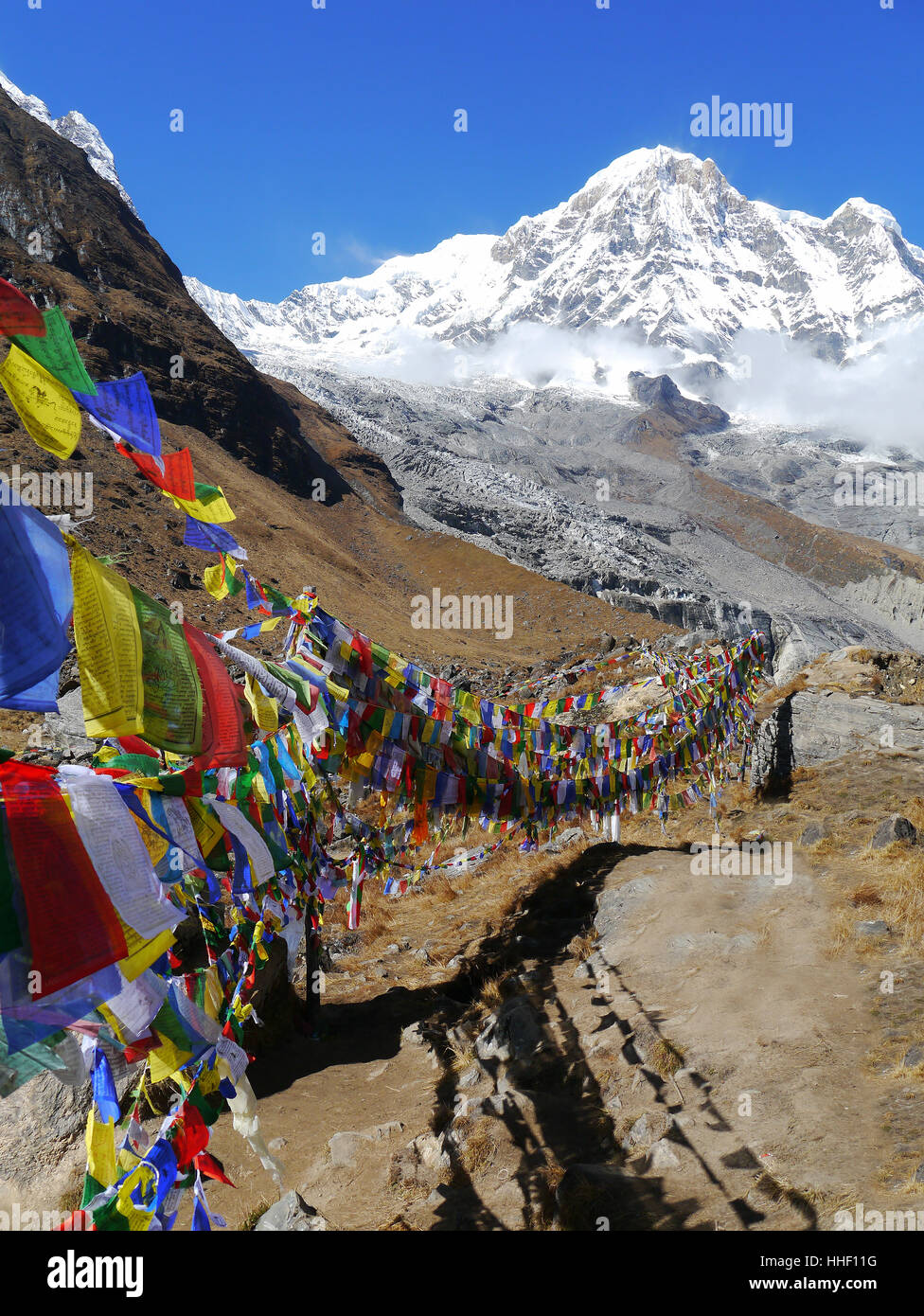 Annapurna South & Prayer Flags from the Ian Clough/Cesar Payre Bell ...