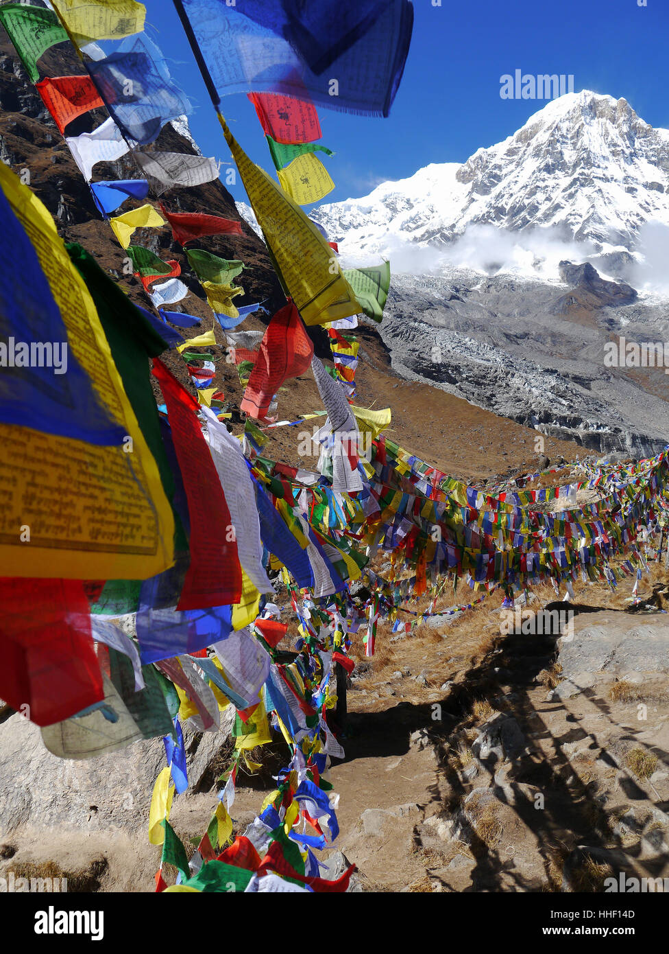 Annapurna South & Prayer Flags from the Ian Clough/Cesar Payre Bell ...