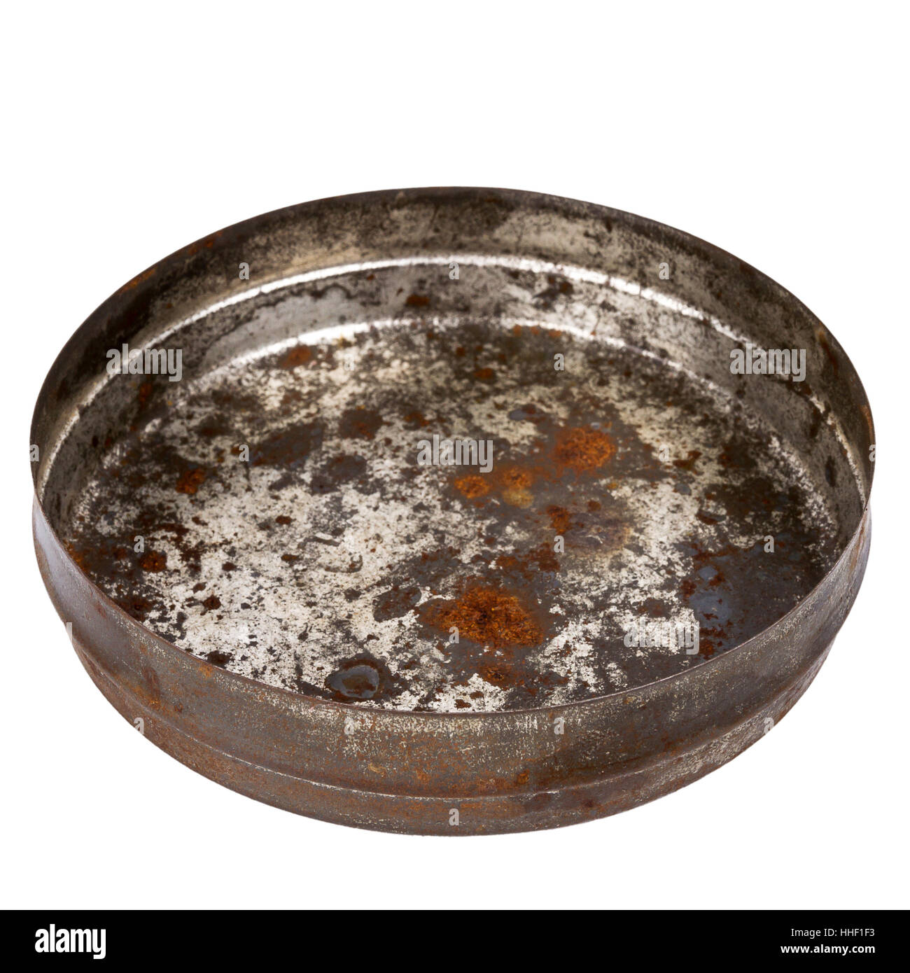Rusty round metal plate isolated on white background Stock Photo - Alamy