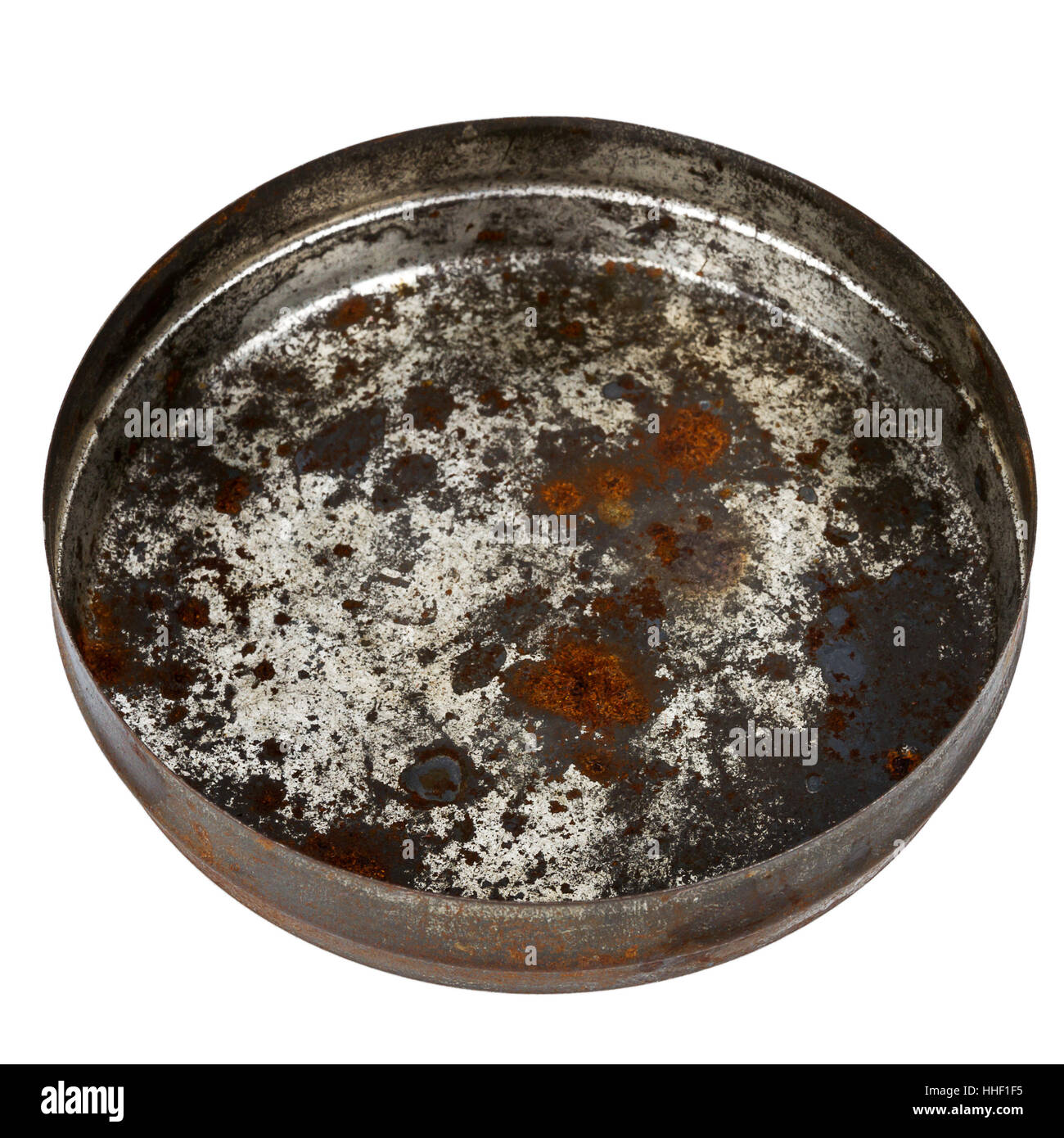 Rusty round metal plate isolated on white background Stock Photo - Alamy