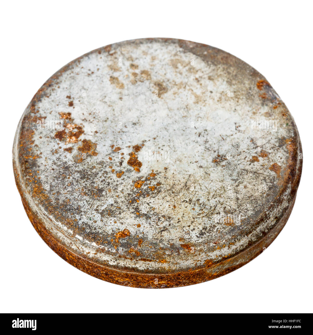 Rusty round metal plate isolated on white background Stock Photo - Alamy