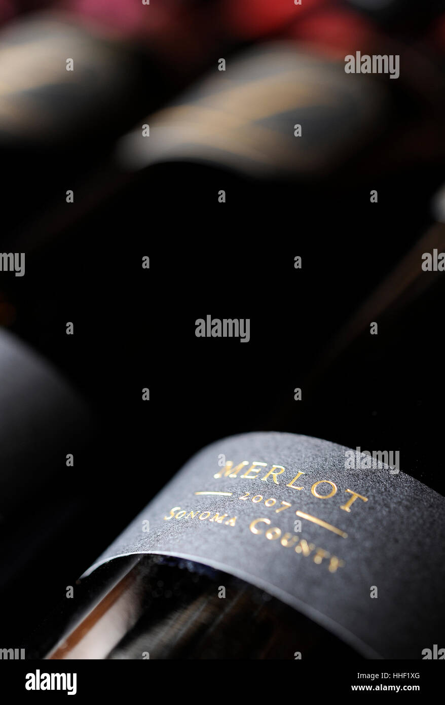 Detail of label on Bottle of Merlot Stock Photo - Alamy