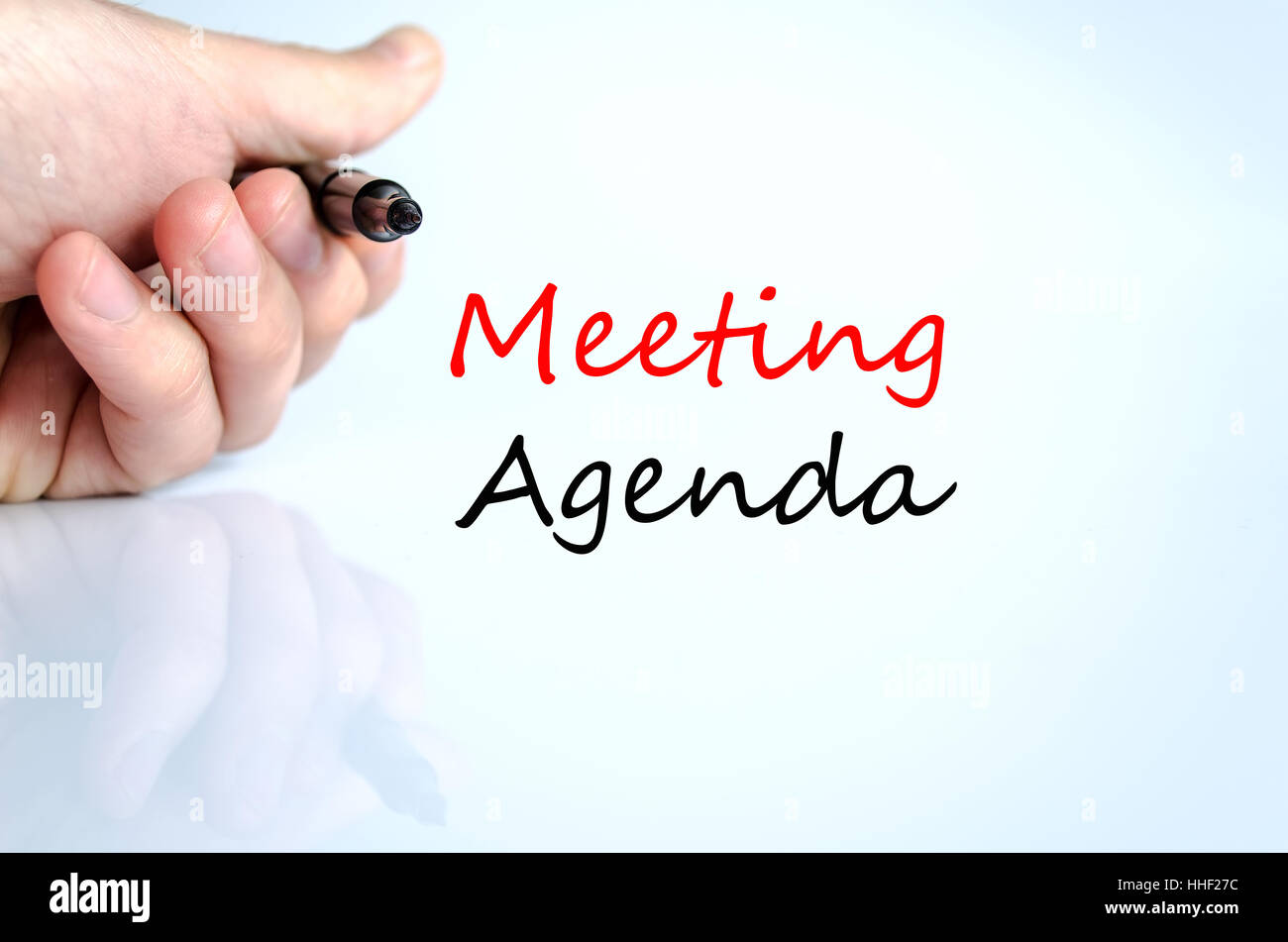 Meeting agenda text concept isolated over white background Stock Photo ...