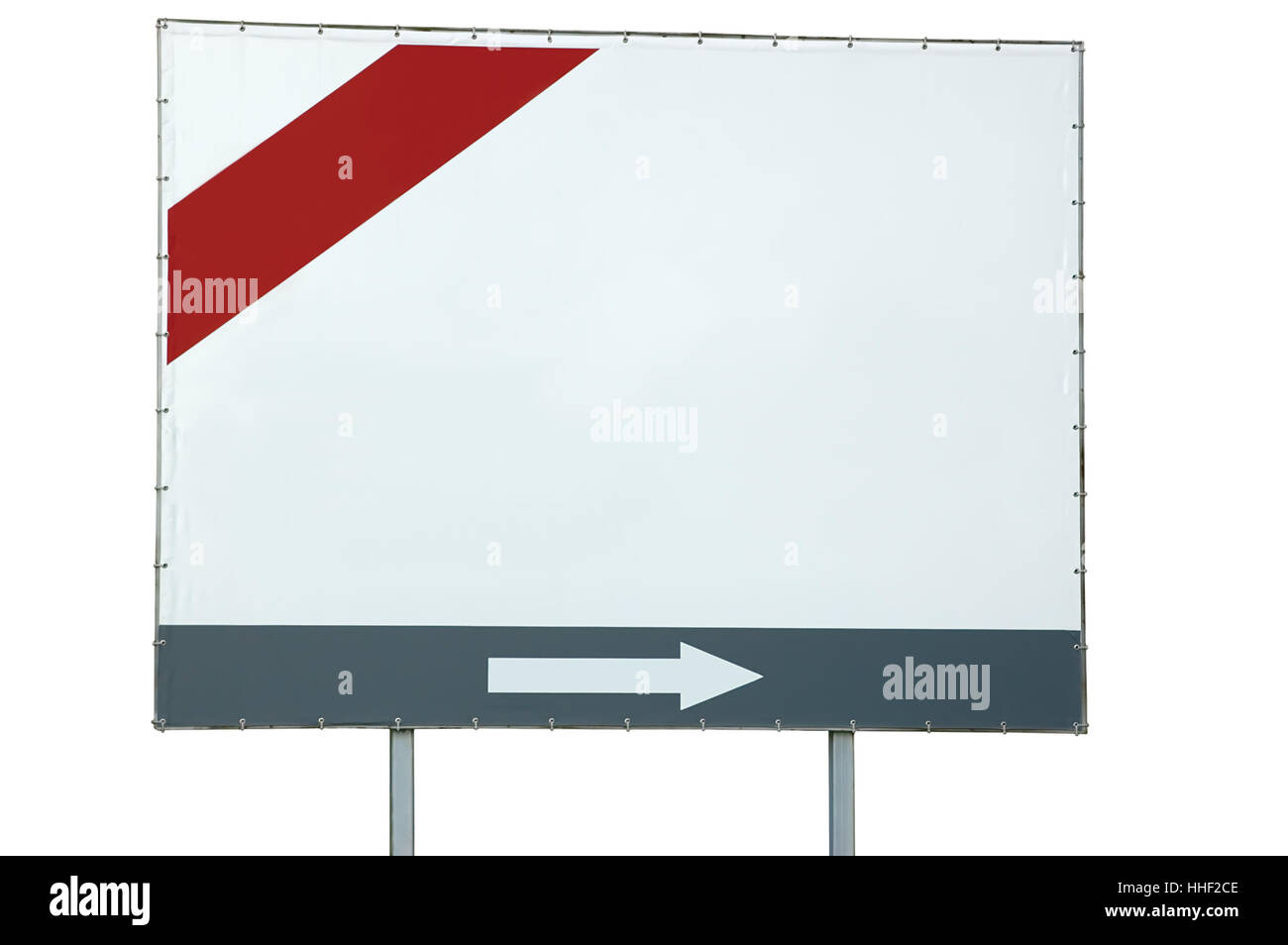 Blank white billboard with red and grey bar and arrow, isolated copy ...
