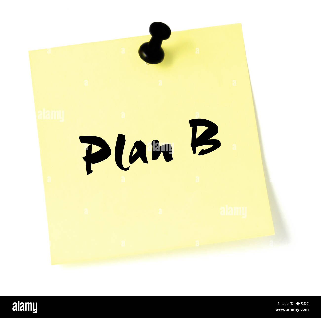 Plan B text sticky note sticker, yellow isolated thumbtacked reminder ...