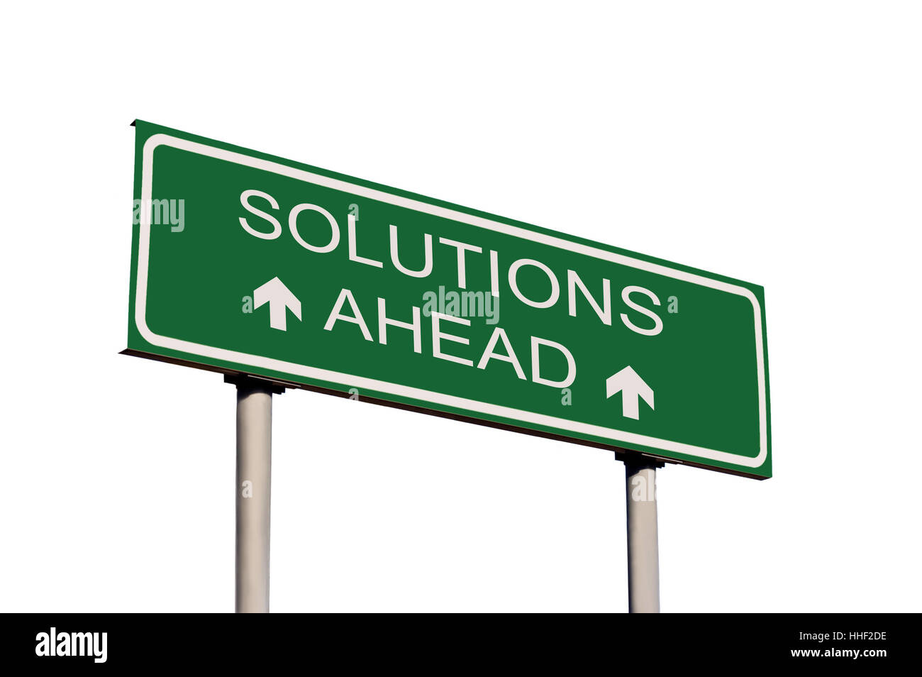 Solutions Ahead Text Road Sign Isolated, Green, Large Detailed Signpost ...