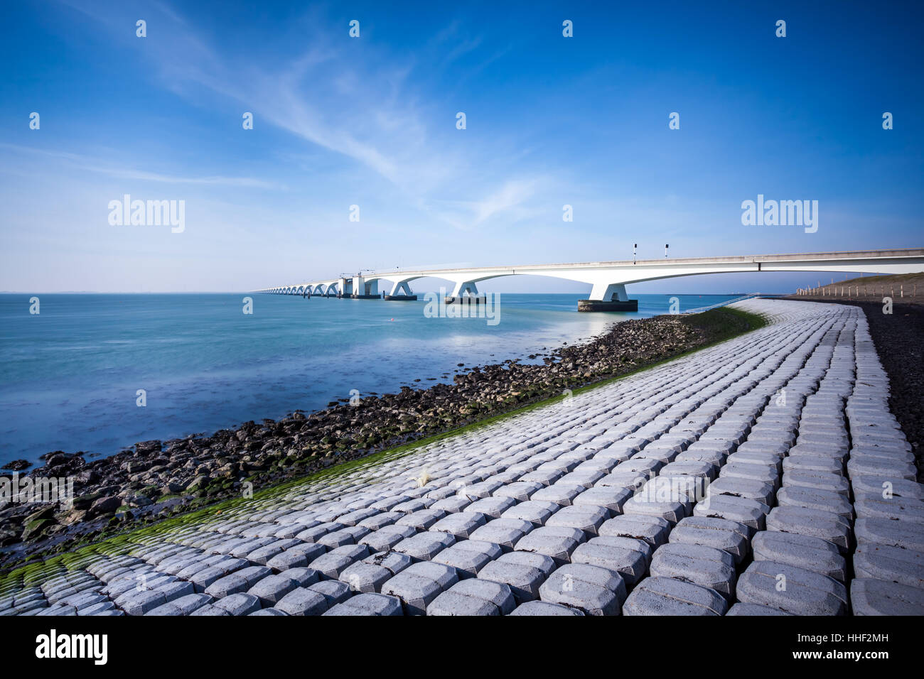 This bridge is the longest bridge in the Netherlands over the sea Stock ...