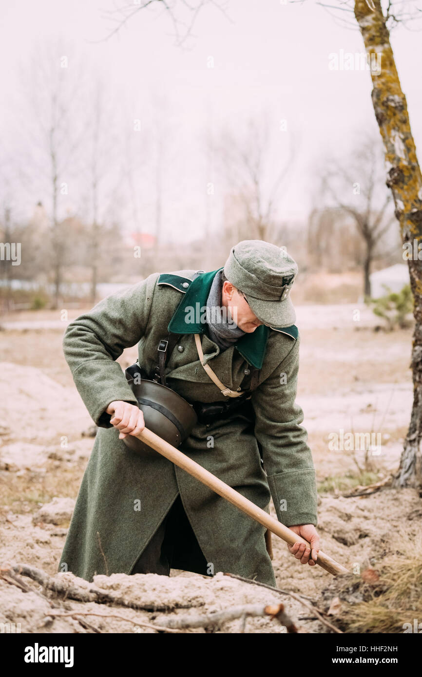 Unidentified Re-enactor Dressed As A German Infantry Soldier Of The ...