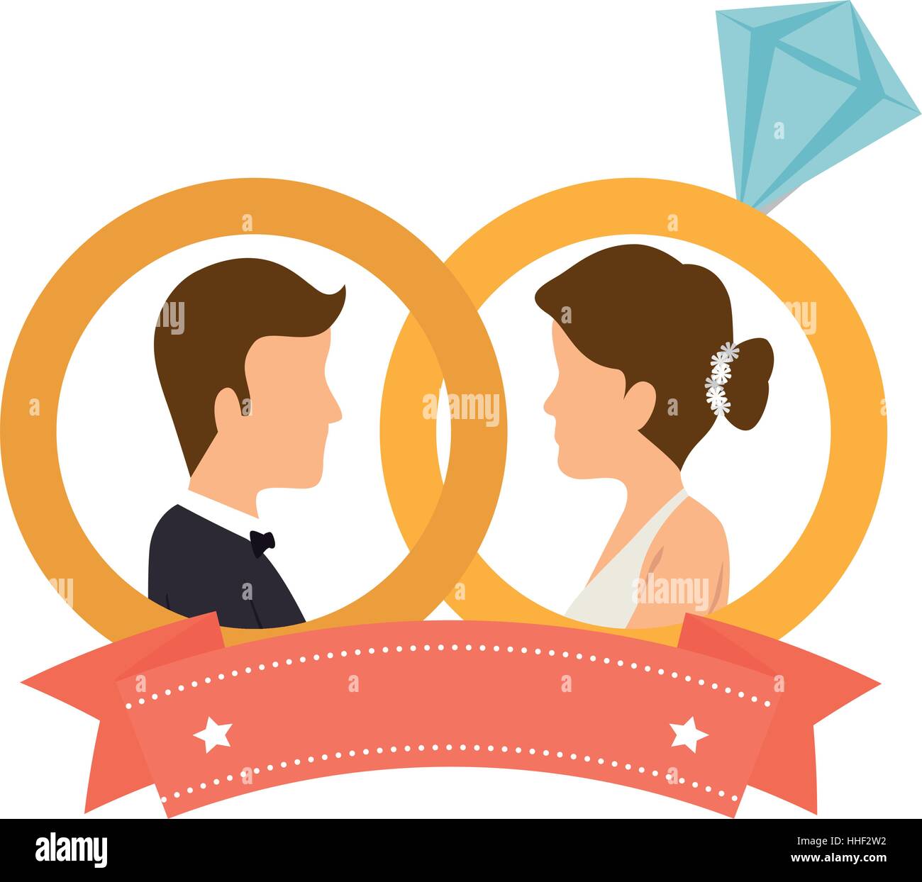 just married couple card vector illustration design Stock Vector Image ...