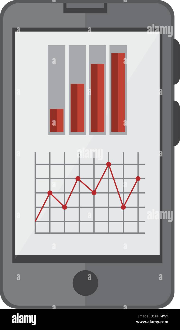 smartphone device with statistics graphic vector illustration design ...