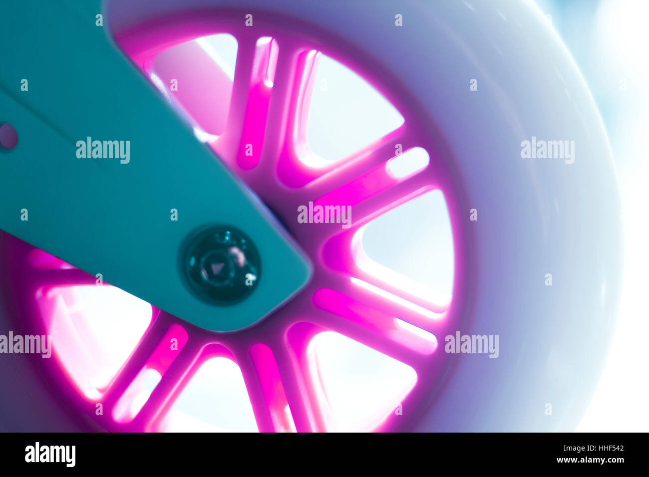 Inline freestyle new roller skates in retail skate shop window display ...