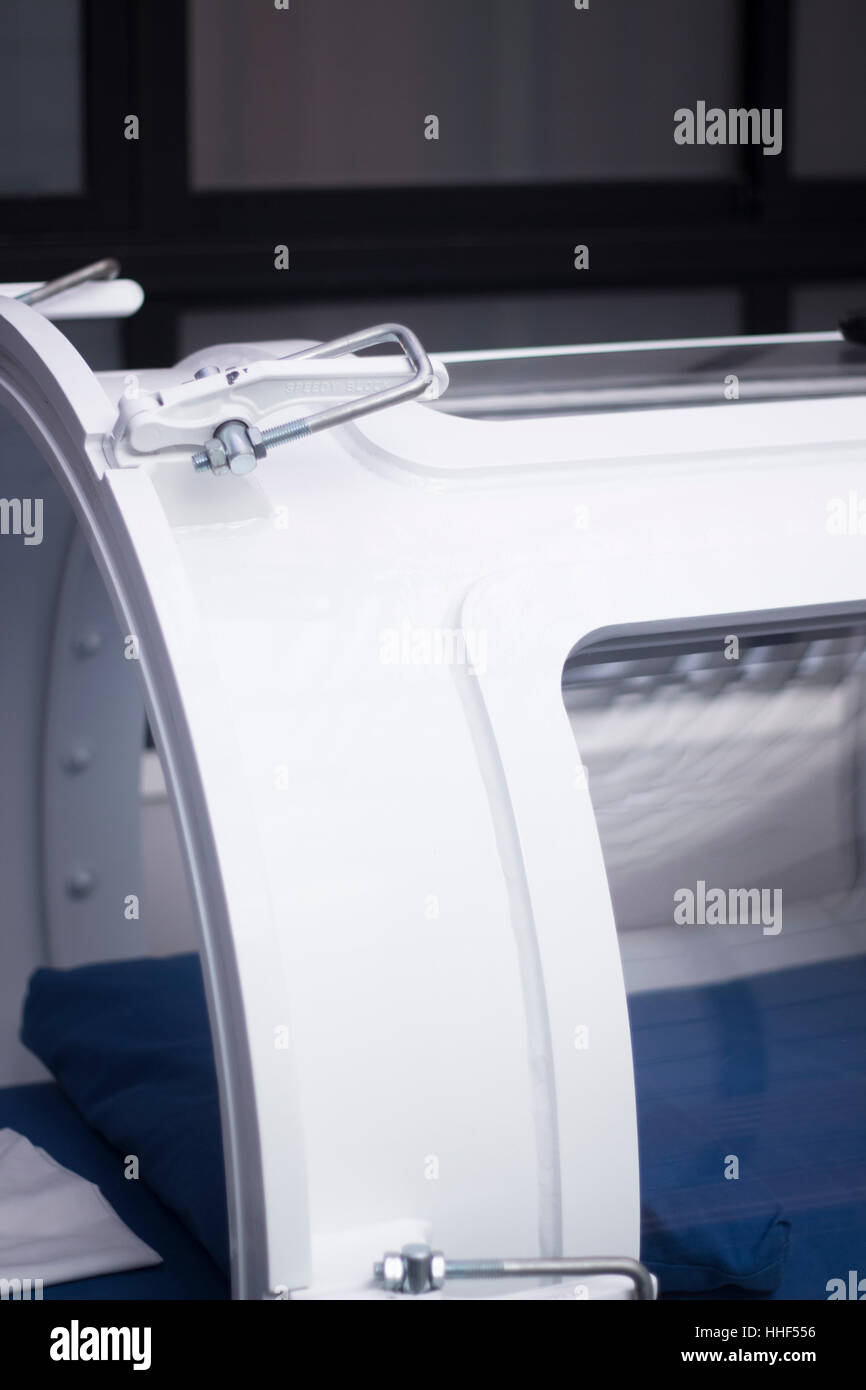 Hyperbaric Oxygen therapy tank HBOT chamber in hospital clinicused for ...