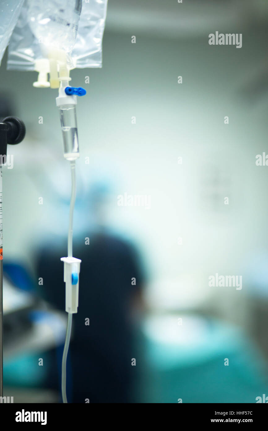 Hospital surgery medical drip in emergency room operating theater ward ...