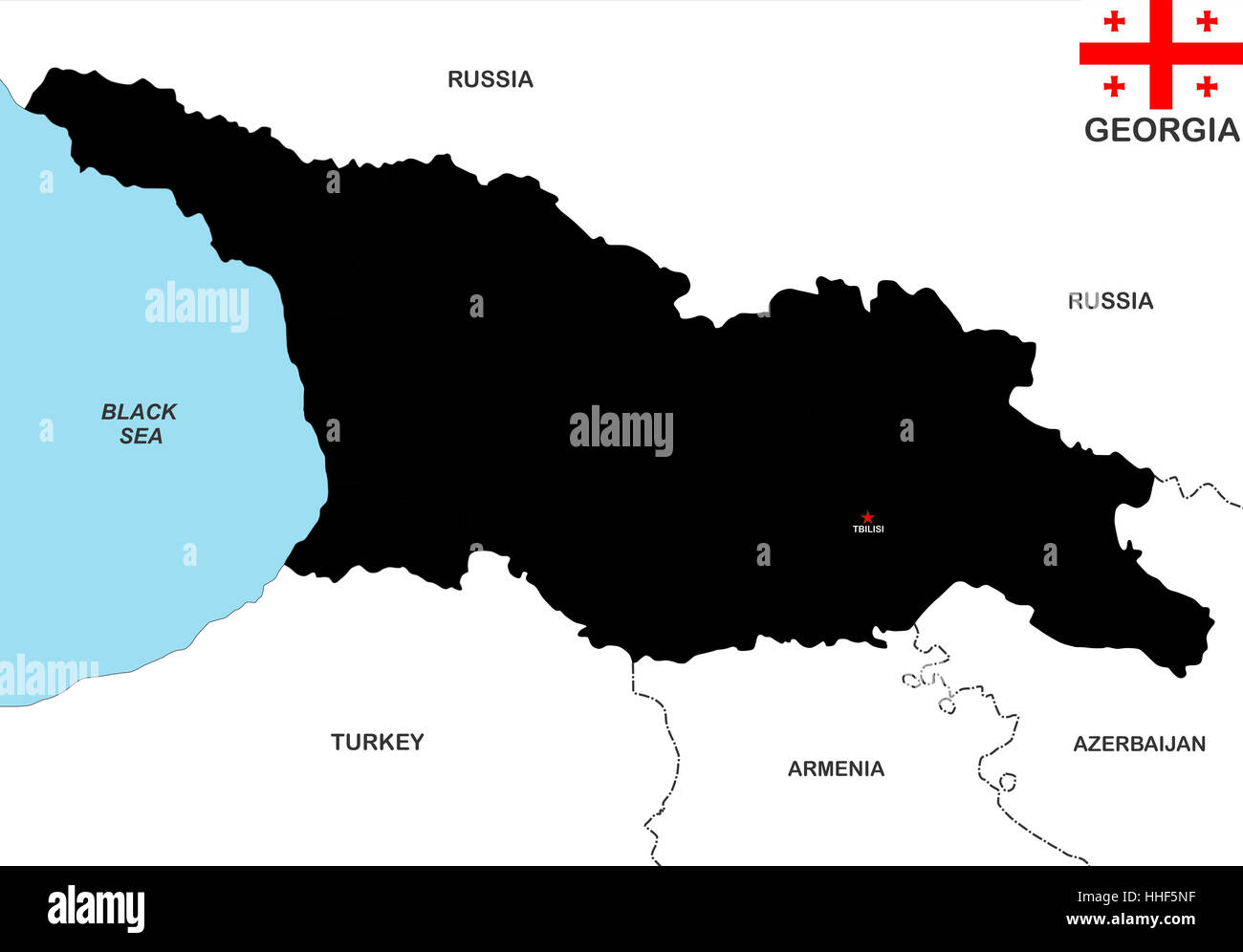 very big size georgia black map illustration Stock Photo - Alamy