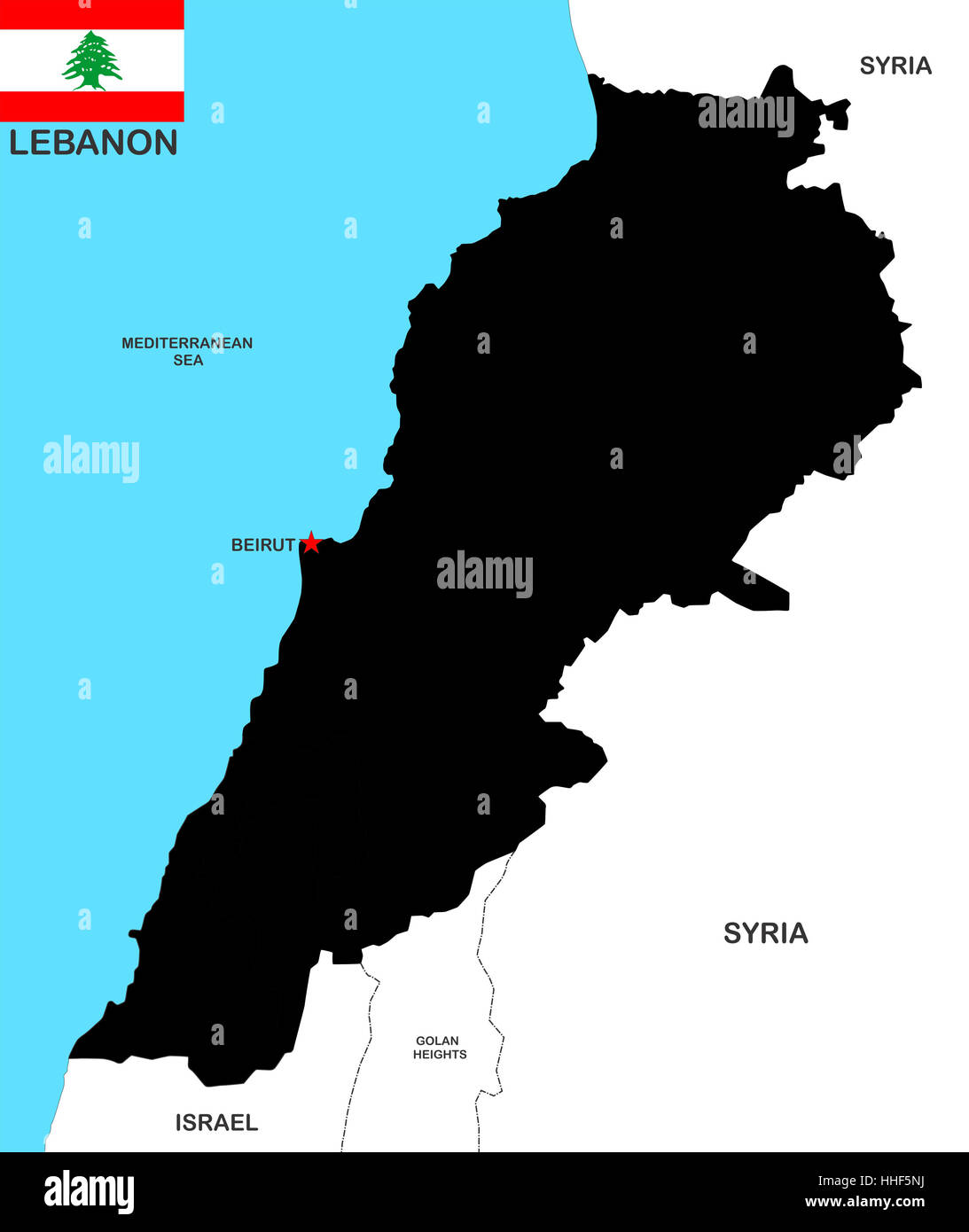 very big size lebanon black map illustration Stock Photo - Alamy