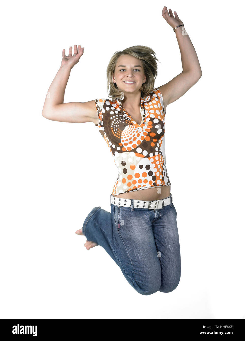 happy cute jumping girl isolated on white Stock Photo - Alamy