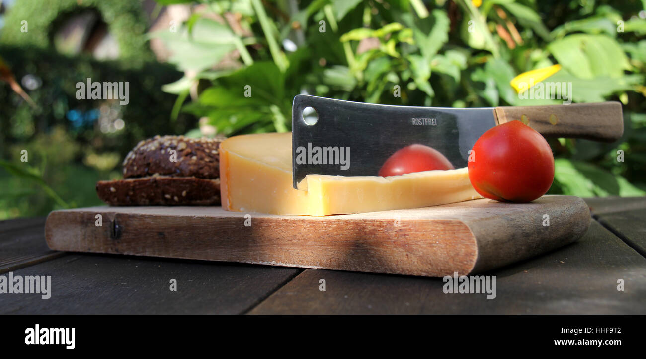 cheese, cut, roll, kaiser, cheese knife, tomato, food, breakfeast ...