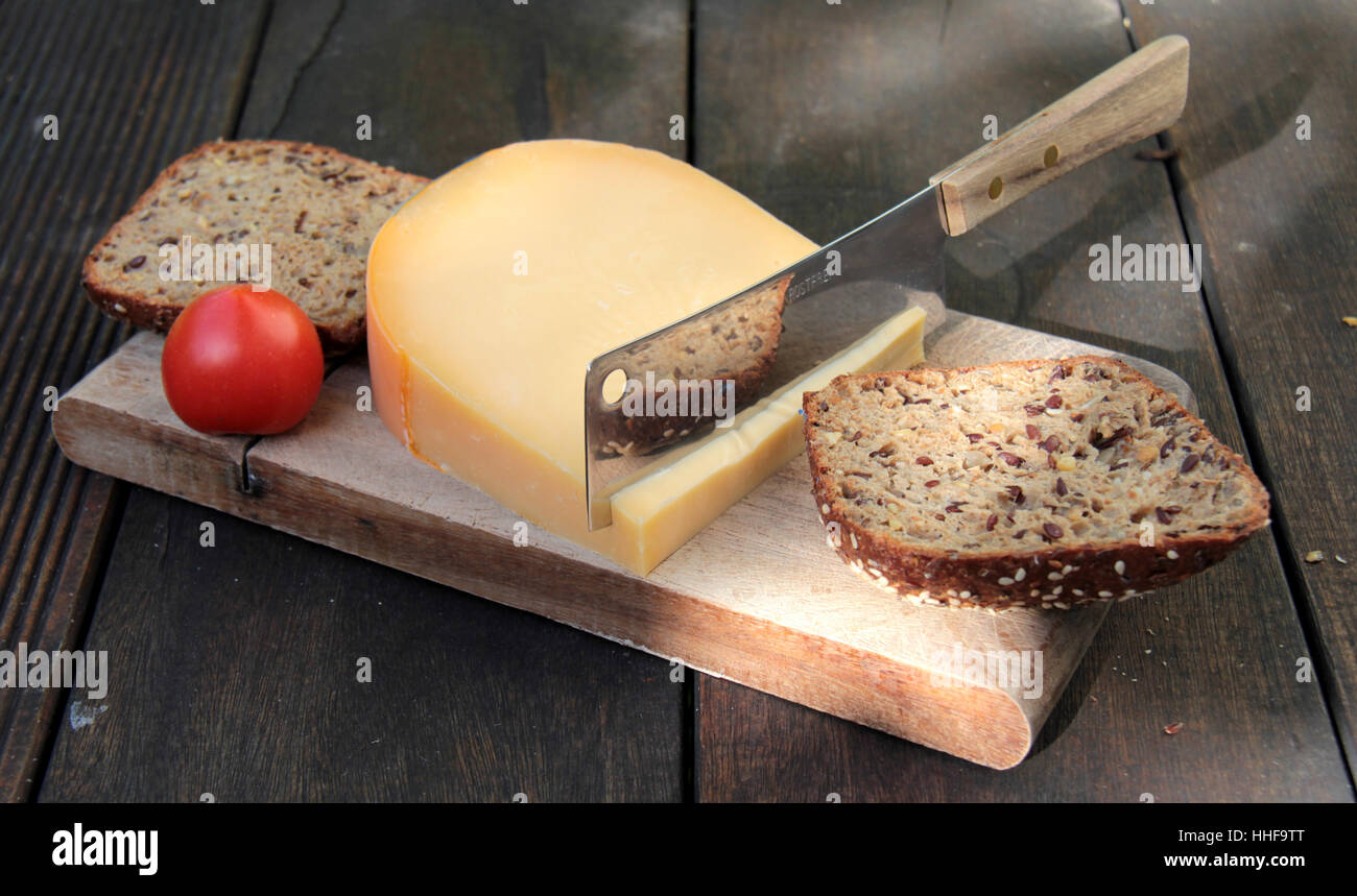 cheese, cut, roll, kaiser, cheese knife, tomato, food, breakfeast ...