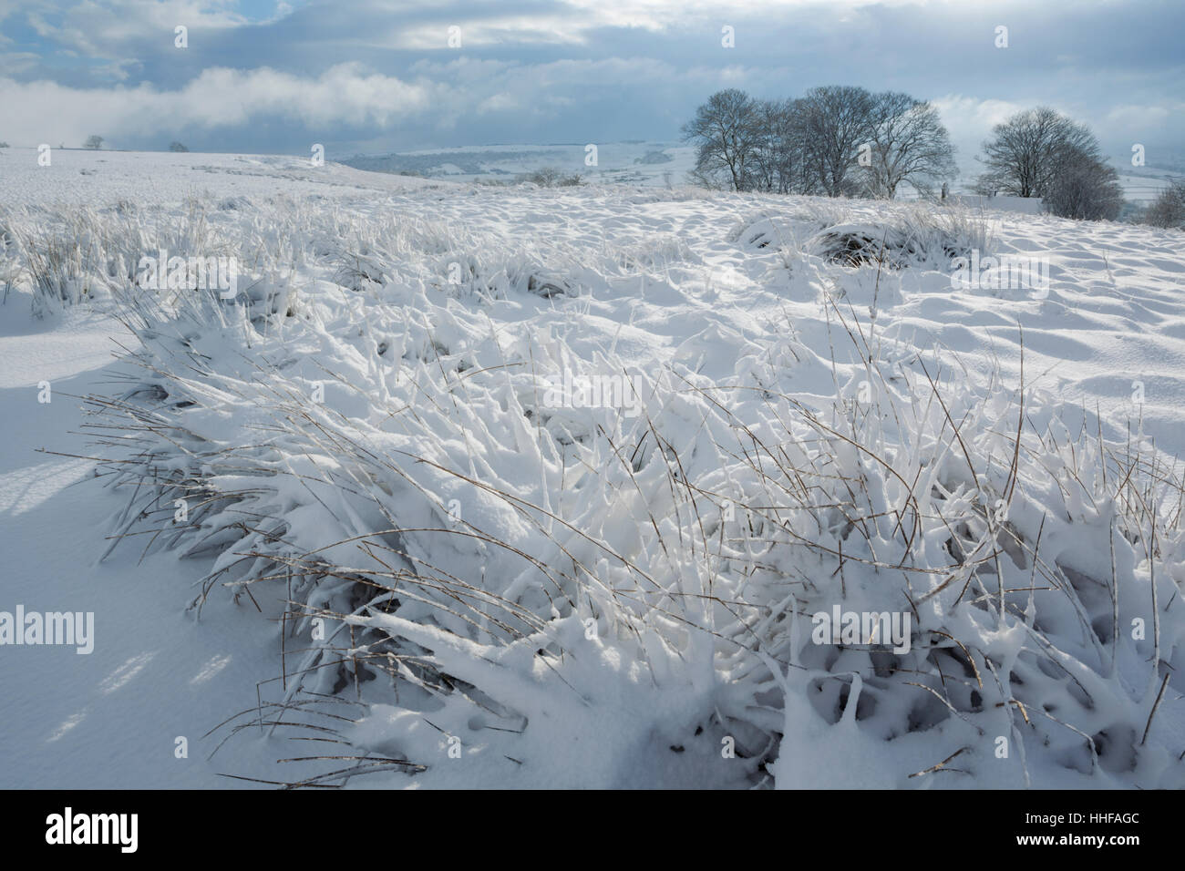 Snow covered moor overlooking Esk Dale above Danby in the North York ...