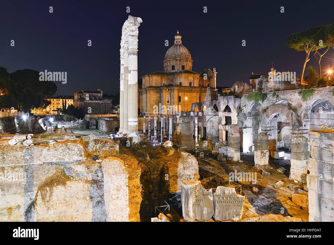 Roman Empire Buildings At Night
