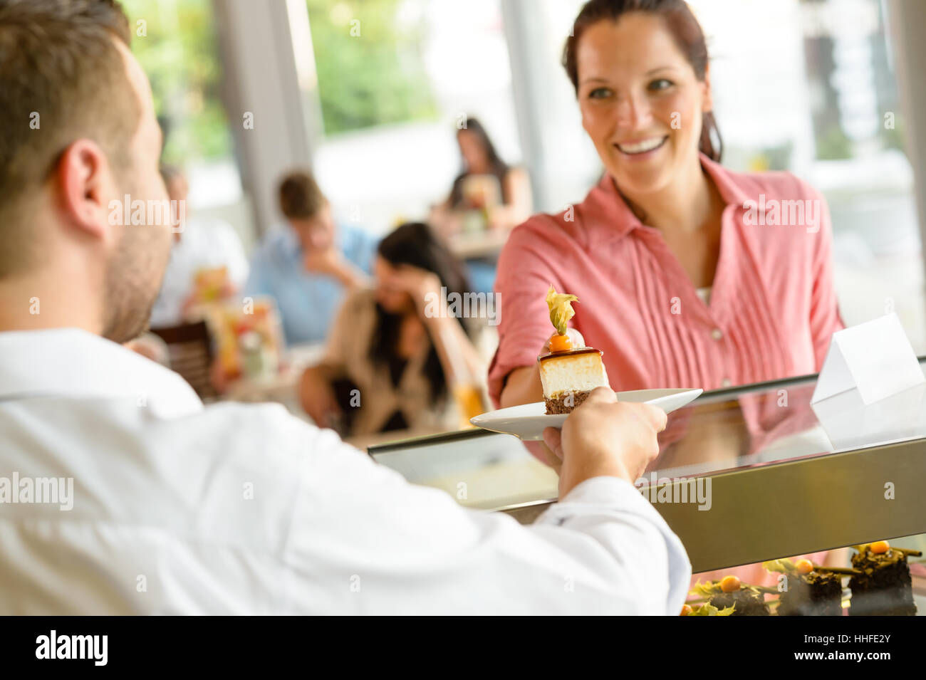 woman, cafe, restaurant, cake, pie, cakes, cafeteria, waiter, food ...