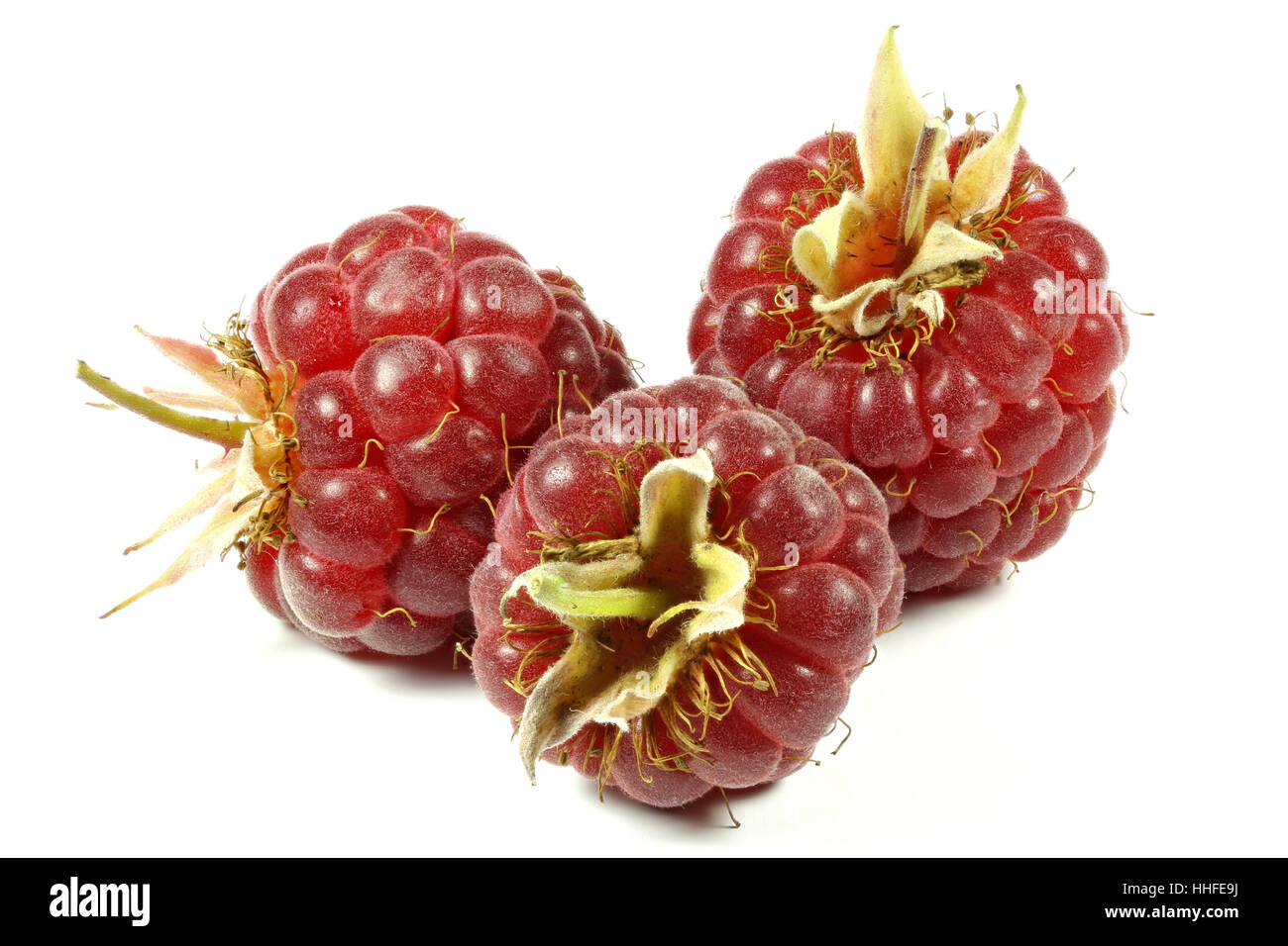 fresh picked raspberries isolated on white background Stock Photo - Alamy