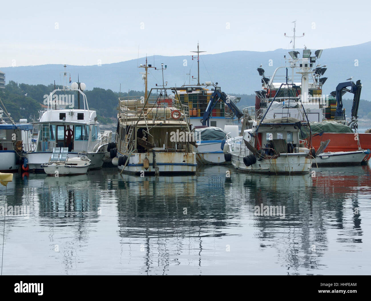 harbor scenery with boats and ships in Croatia Stock Photo - Alamy