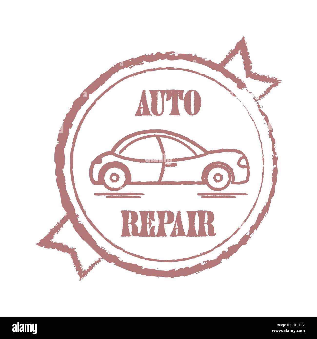 Auto Repair vector vintage icon with car on white background Stock ...