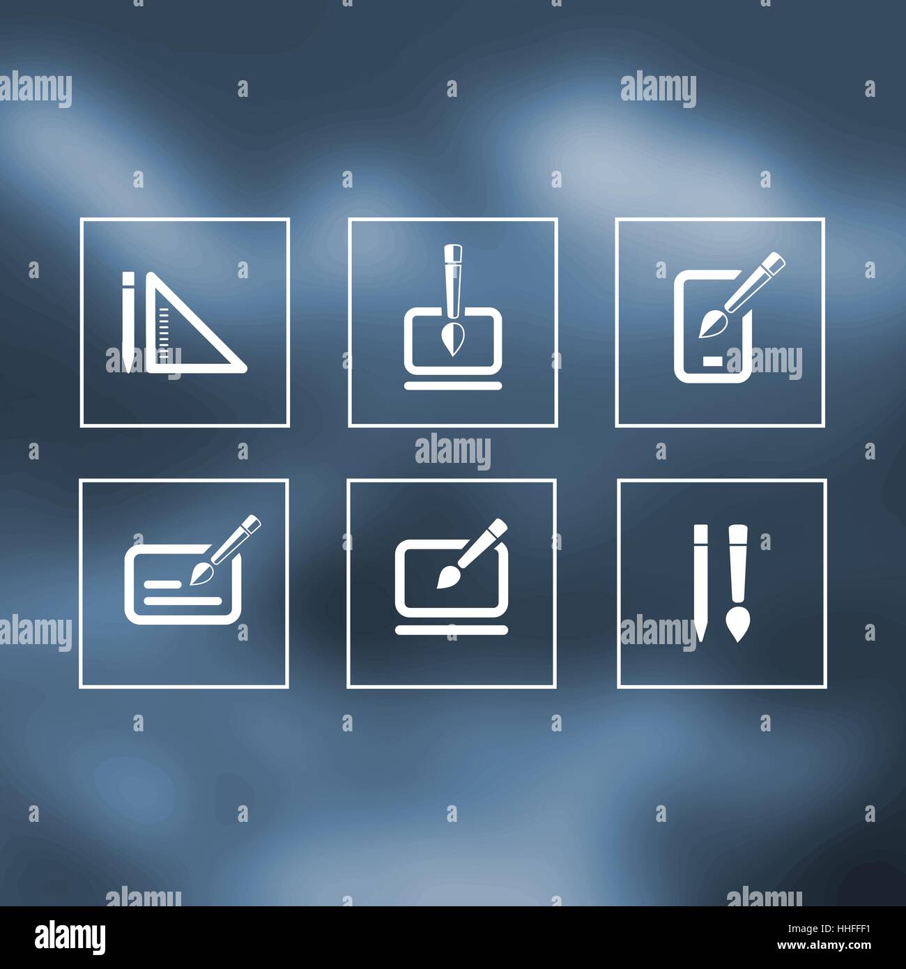 Graphic design icons on blurred glass background Stock Vector Image ...