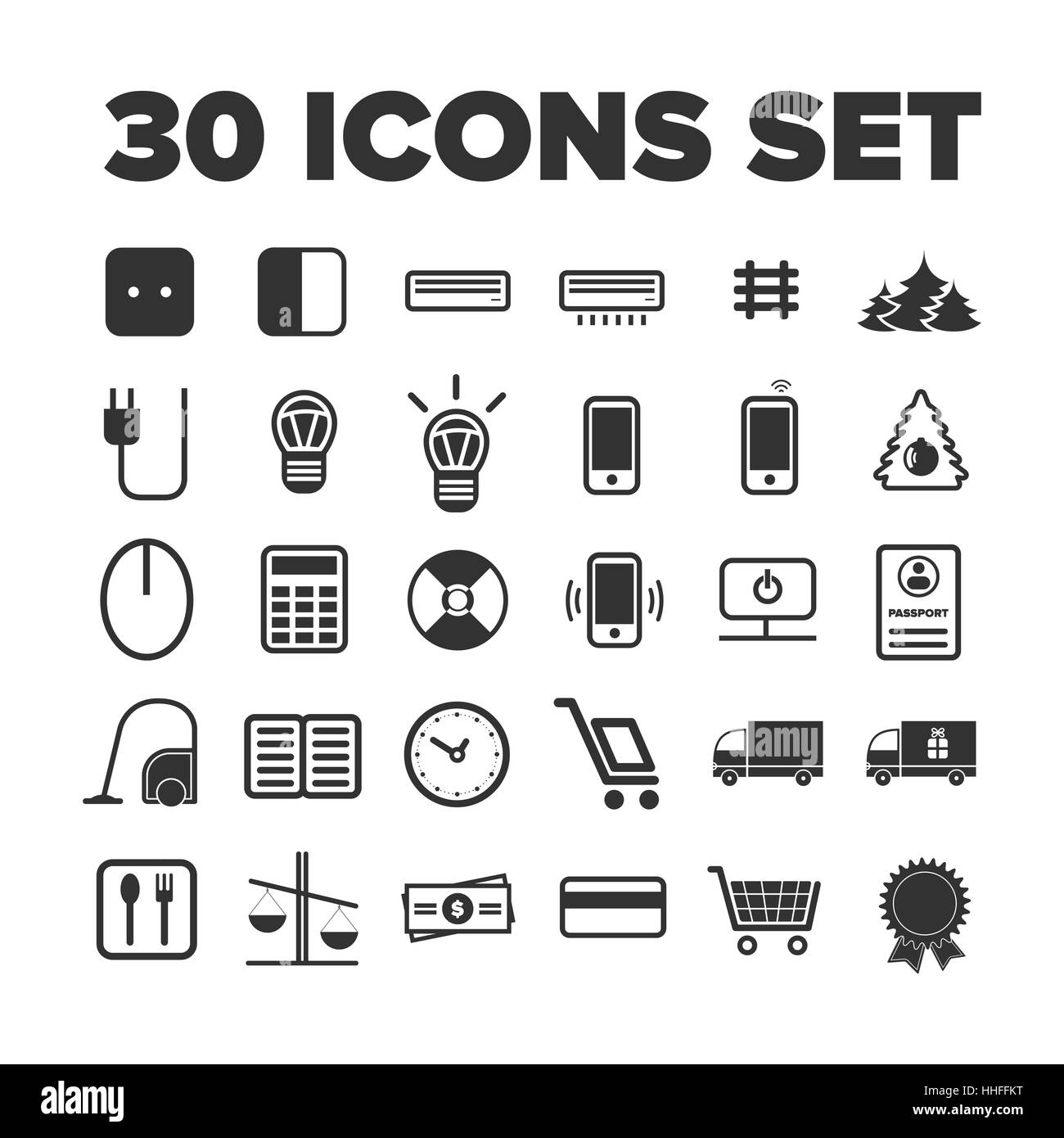 Multipurpose vector icon set on white background Stock Vector Image ...