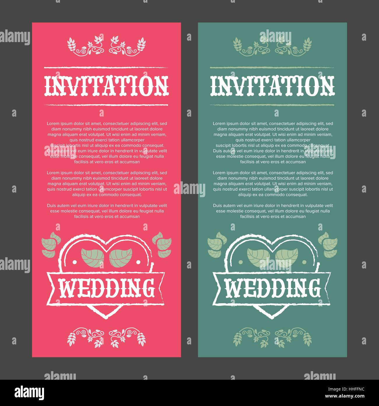 Vintage wedding invitation with red and green background Stock Vector ...