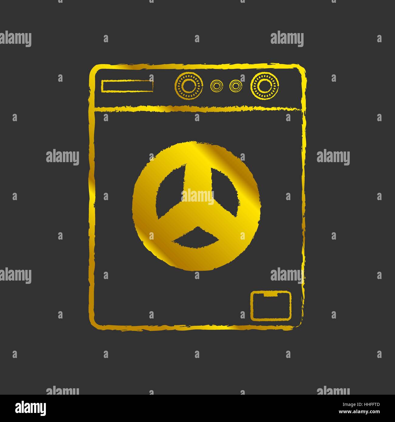 Golden Washing machine in vintage style on black Stock Vector Image ...