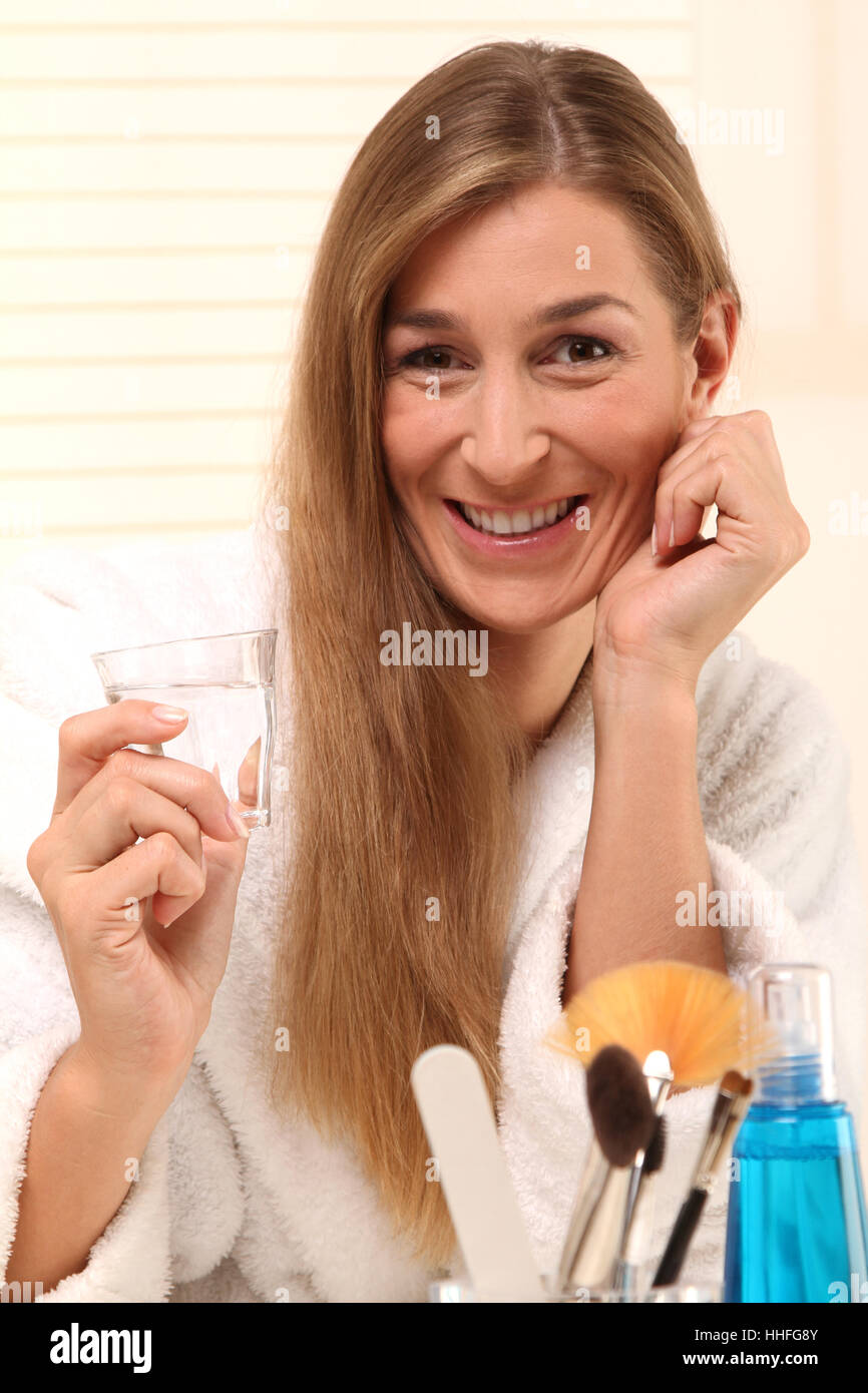 woman, make, female, hairs, dressing gown, bathrobe, blonde, brush ...