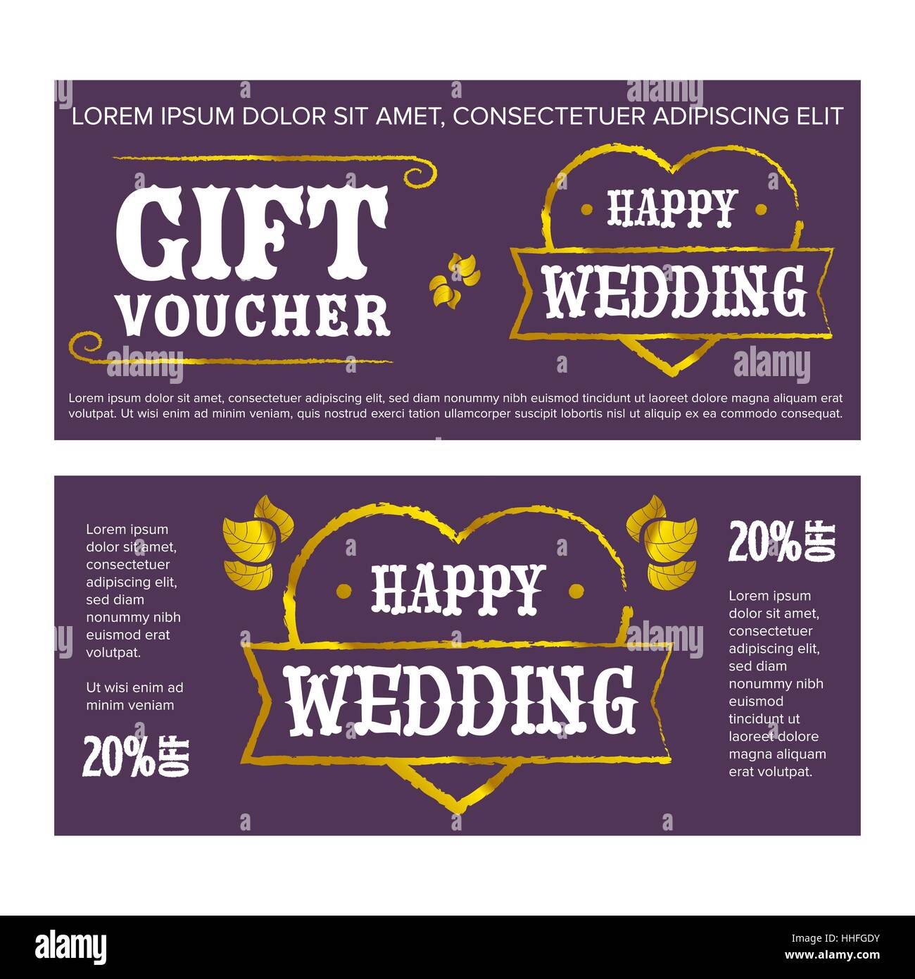 Gift voucher wedding golden Stock Vector Images - Alamy