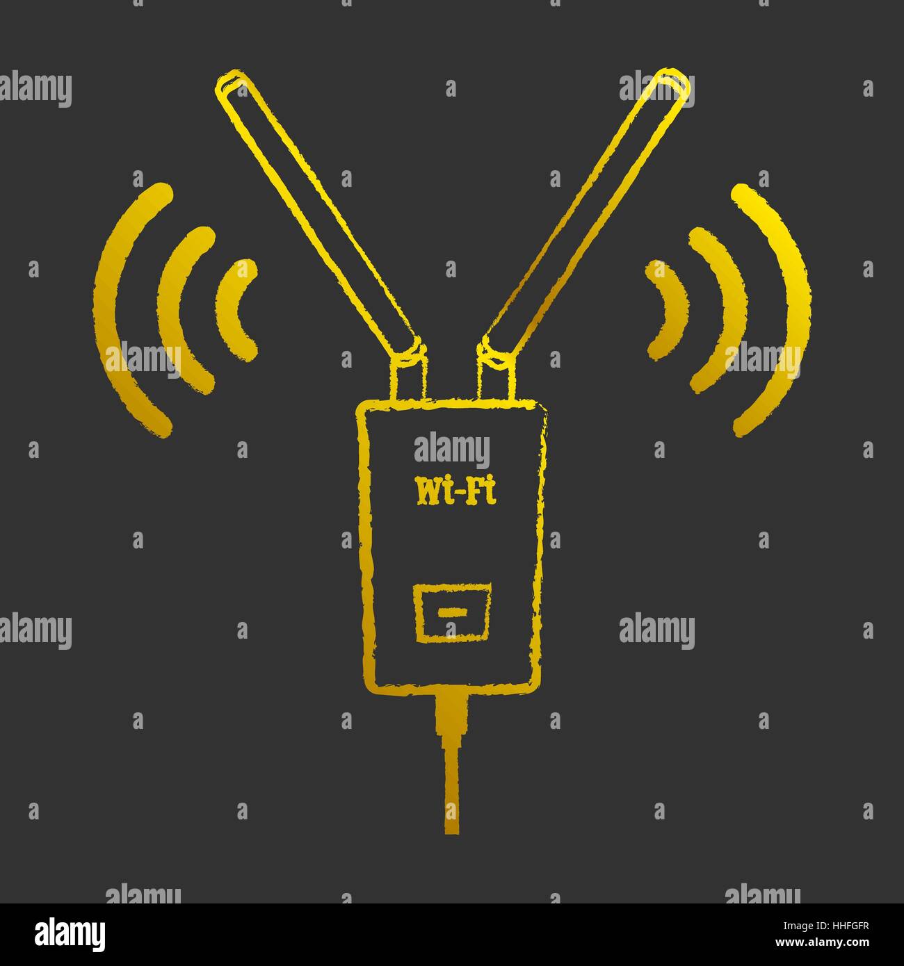 Golden Wi-Fi vintage icon on black background Stock Vector Image & Art ...