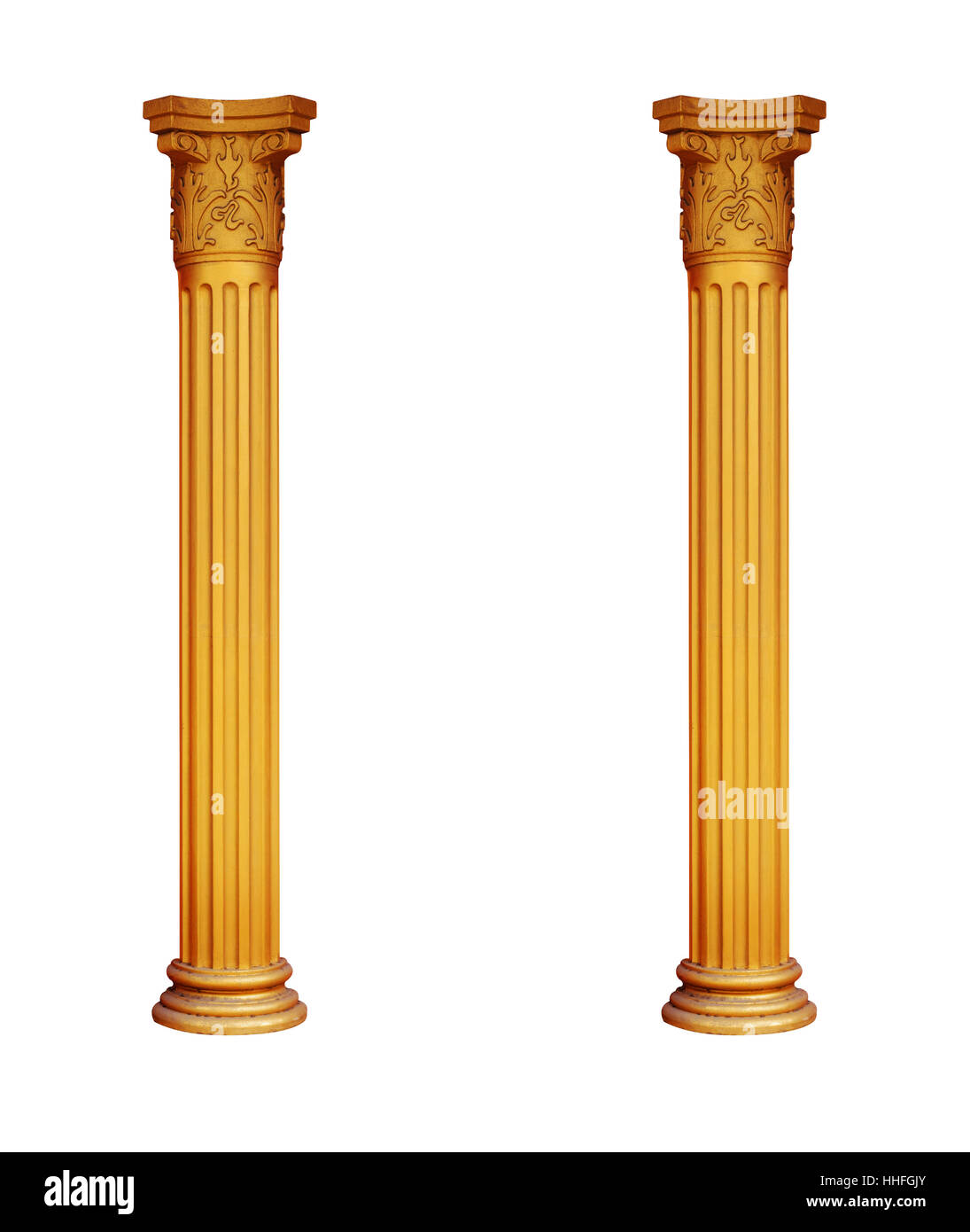 gilded two columns isolated on white background Stock Photo - Alamy