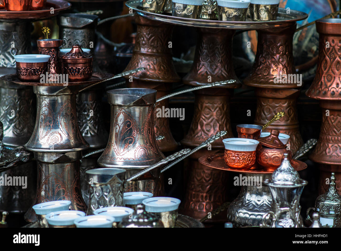 Hand Made Turkish Coffee Pots Stock Photo - Alamy