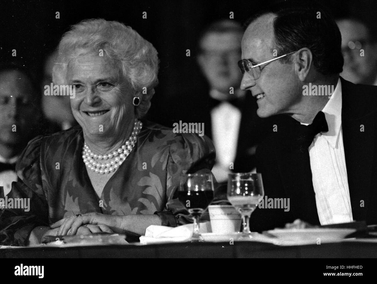 Barbara Bush with her husband President George H. Bush during a ...