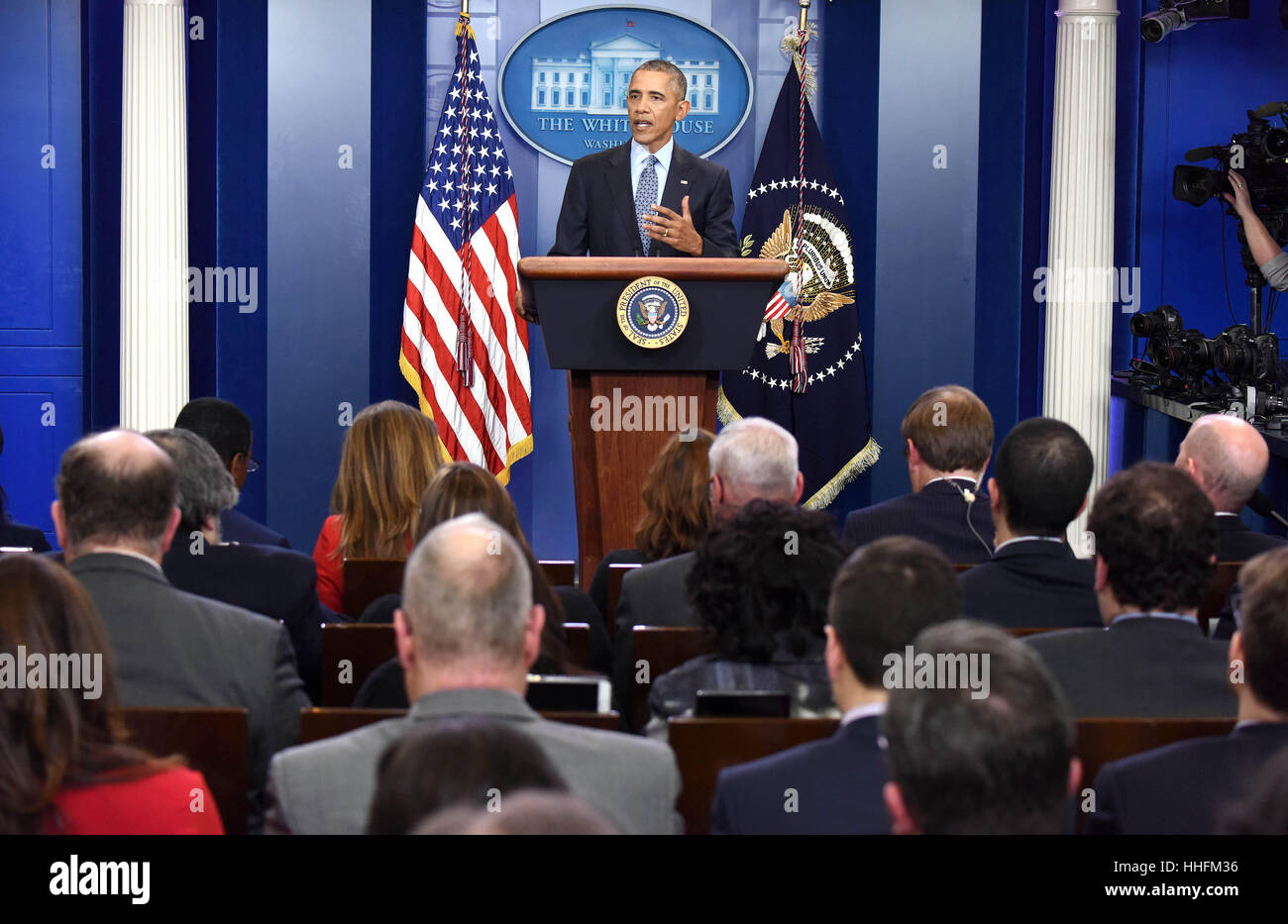 Washington, DC, USA. 18th Jan, 2017. Barack Obama speaks during his ...