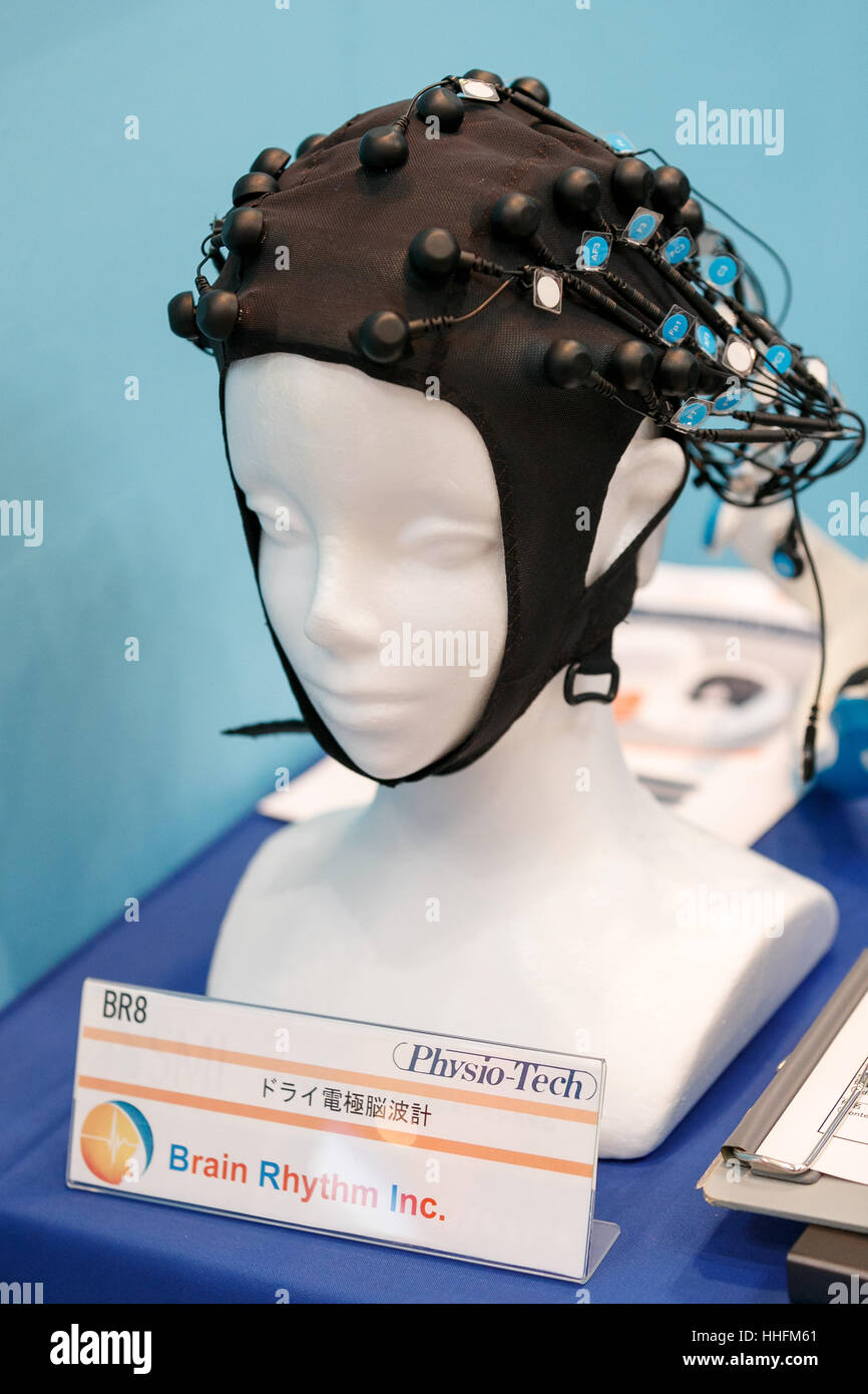 Tokyo, Japan. 18th Jan, 2017. A wearable sensor BR8 on display at the ...