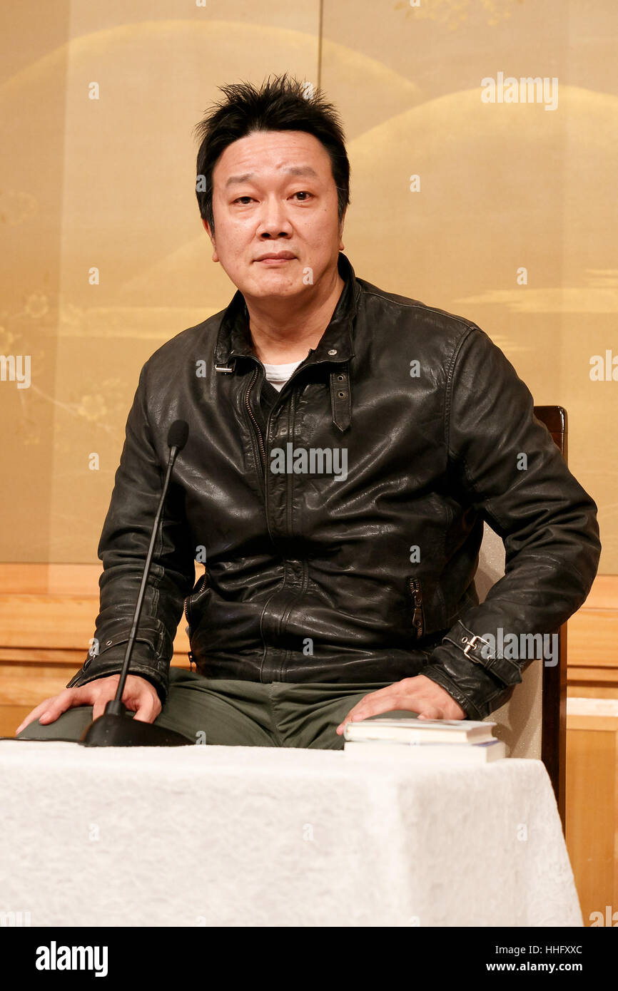 The 156th Akutagawa Prize winner Yamashita Sumito, poses for cameras ...