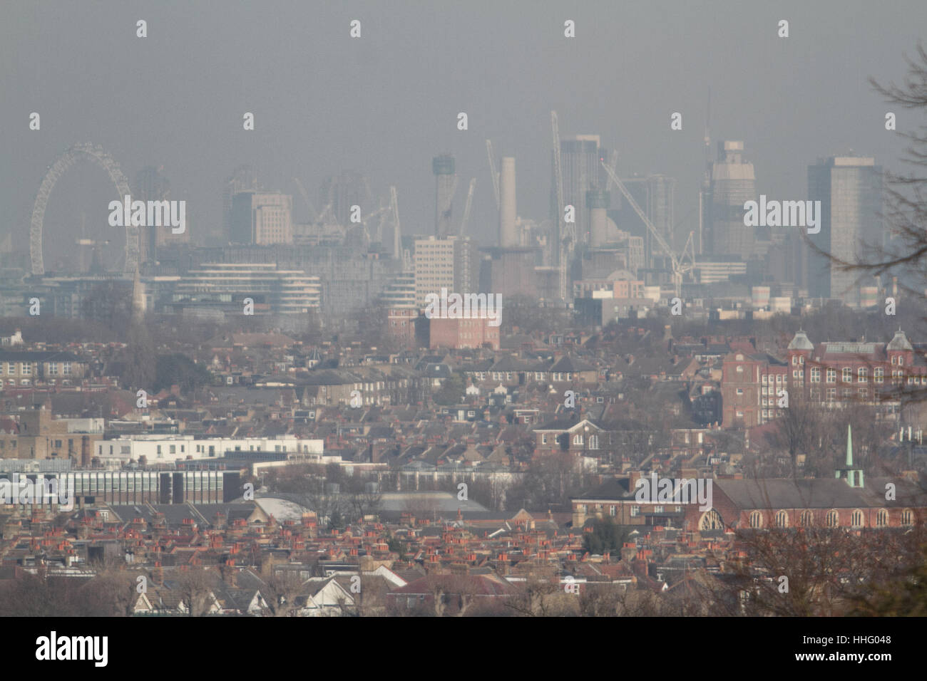 Wimbledon, London, UK. 19th Jan, 2017. Pictured: London skyline seen ...