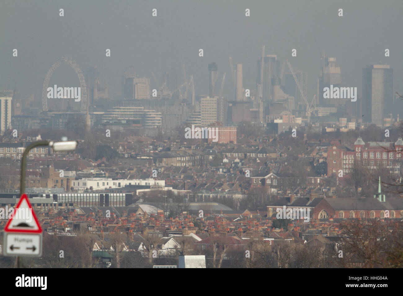 Wimbledon, London, UK. 19th Jan, 2017. Pictured: London skyline seen ...