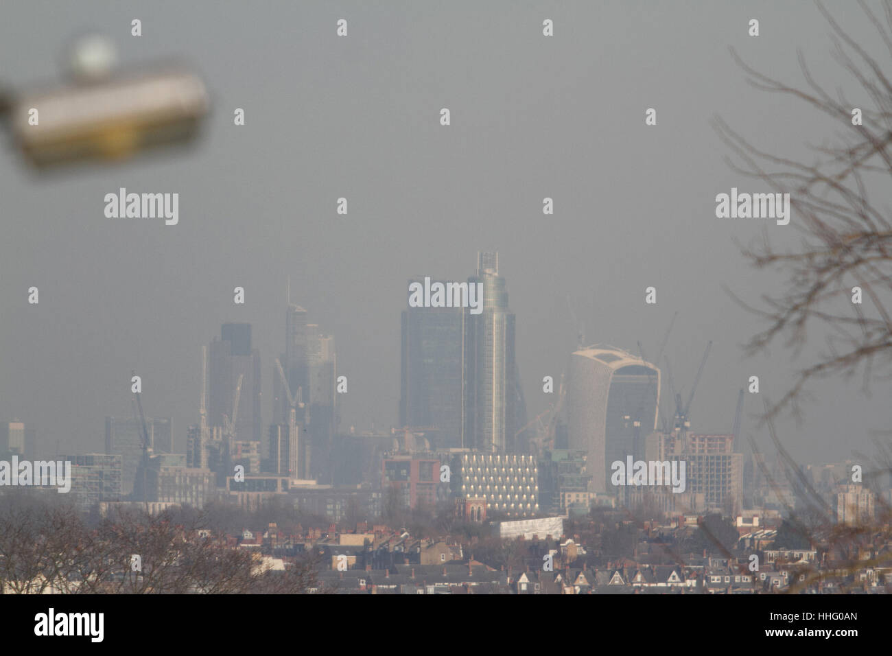 Wimbledon, London, UK. 19th Jan, 2017. Pictured: London skyline seen ...