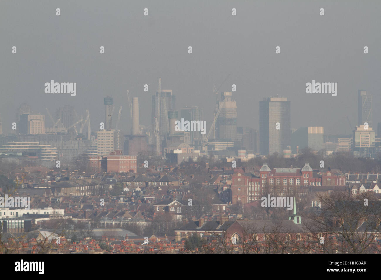 Wimbledon, London, UK. 19th Jan, 2017. Pictured: London skyline seen ...