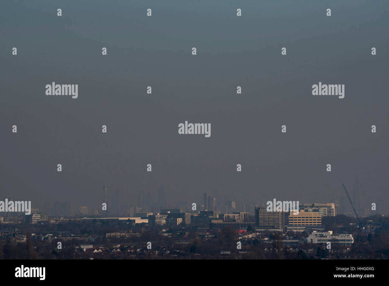 London, UK. 19th Jan, 2017. A thick layer of "toxic" smog is seen ...