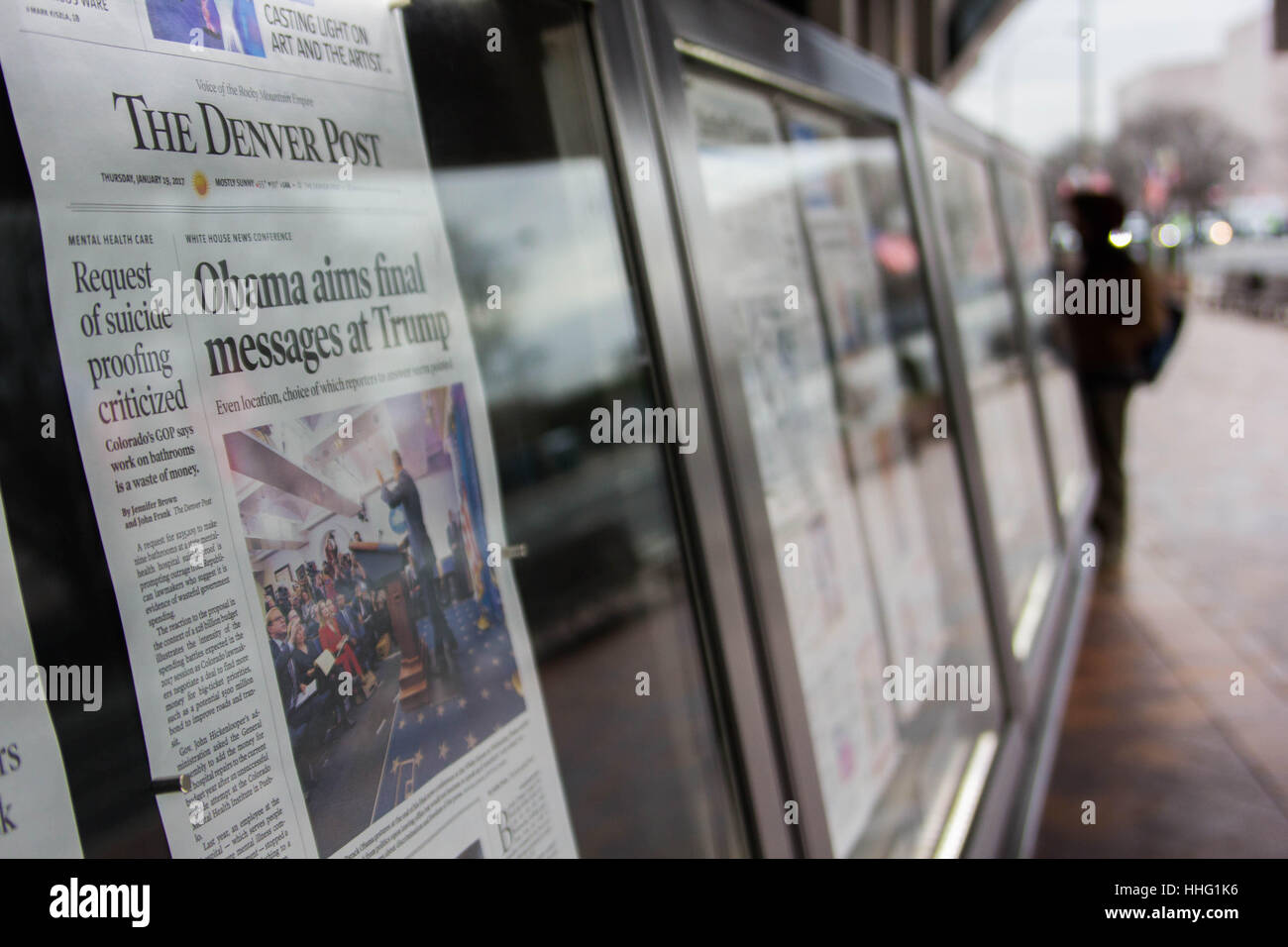 Washington DC, USA. 19th Jan, 2017. Front pages of daily newspapers ...