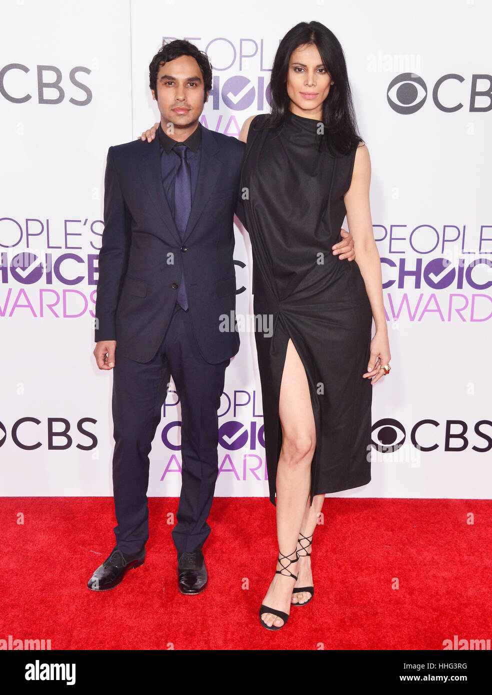 Neha Kapur, Kunal Nayyar arriving at the People's Choice Awards 2017 at ...